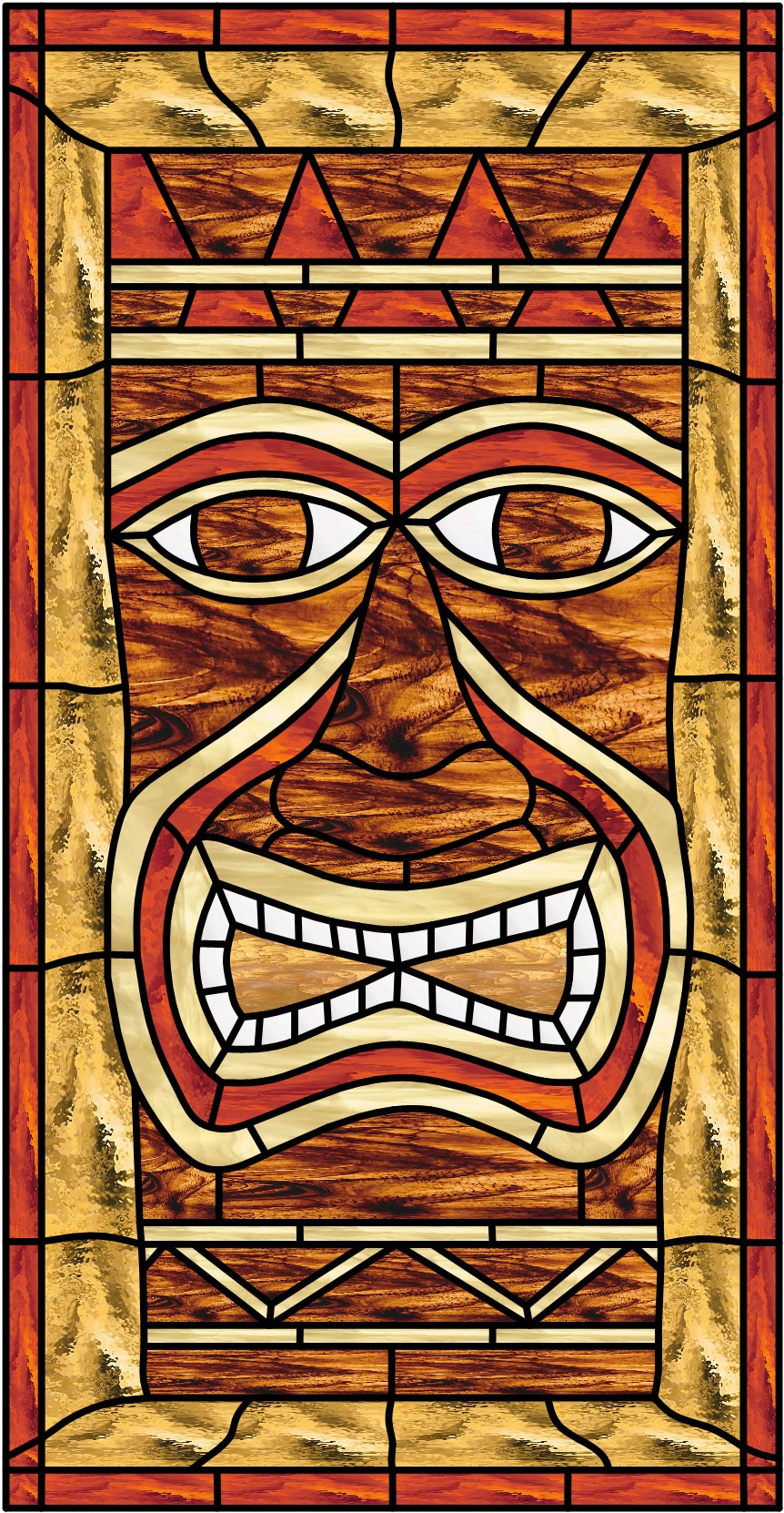 Tiki Stained Glass Window Panel - StainedGlassWindows.com