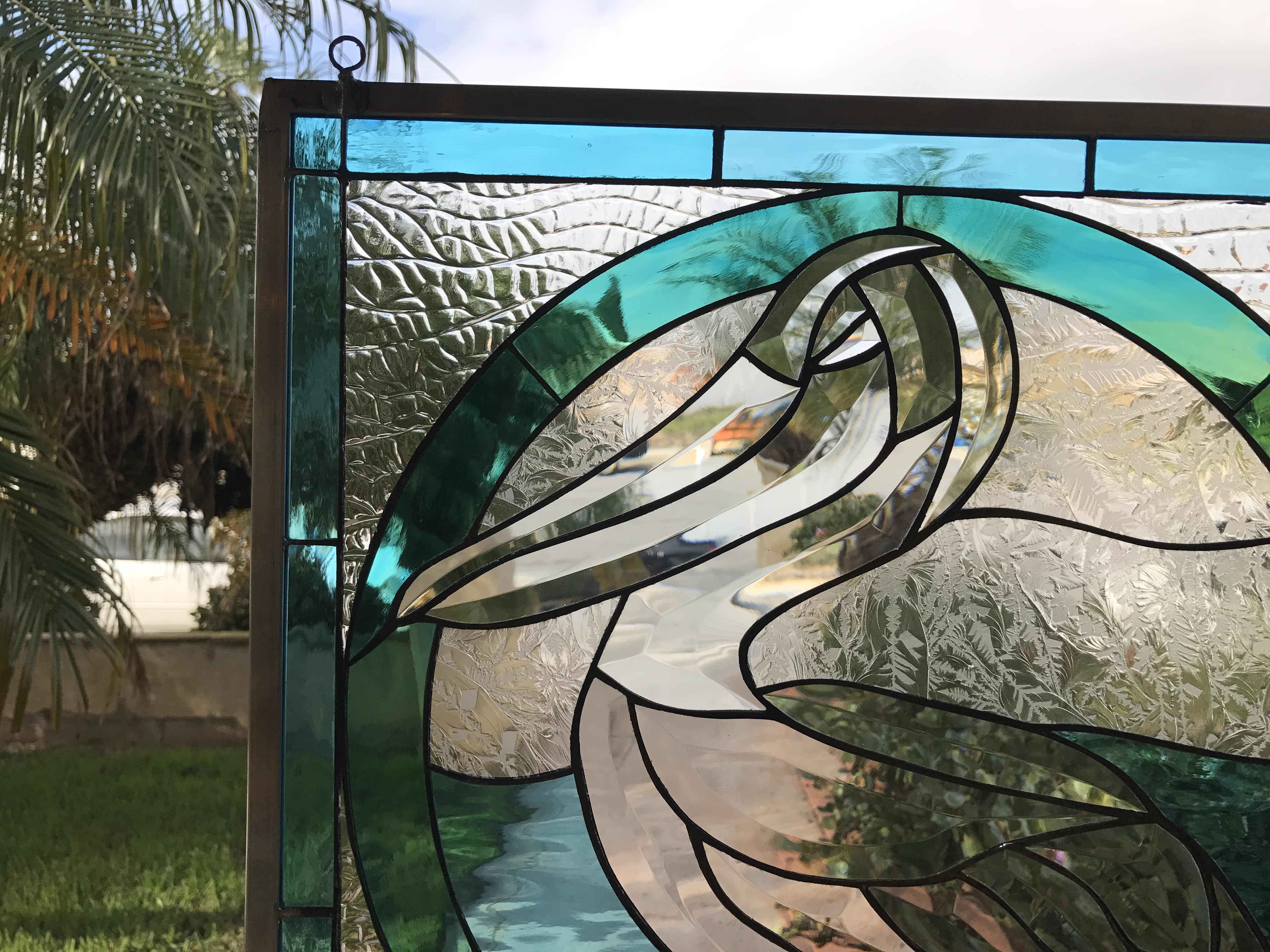 Wow! Hand Beveled & Stained Glass Pelican Leaded Stained Glass Window ...
