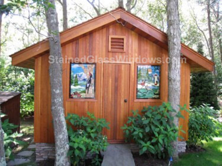 Triple paned bird windows installed into a back storage shed ...