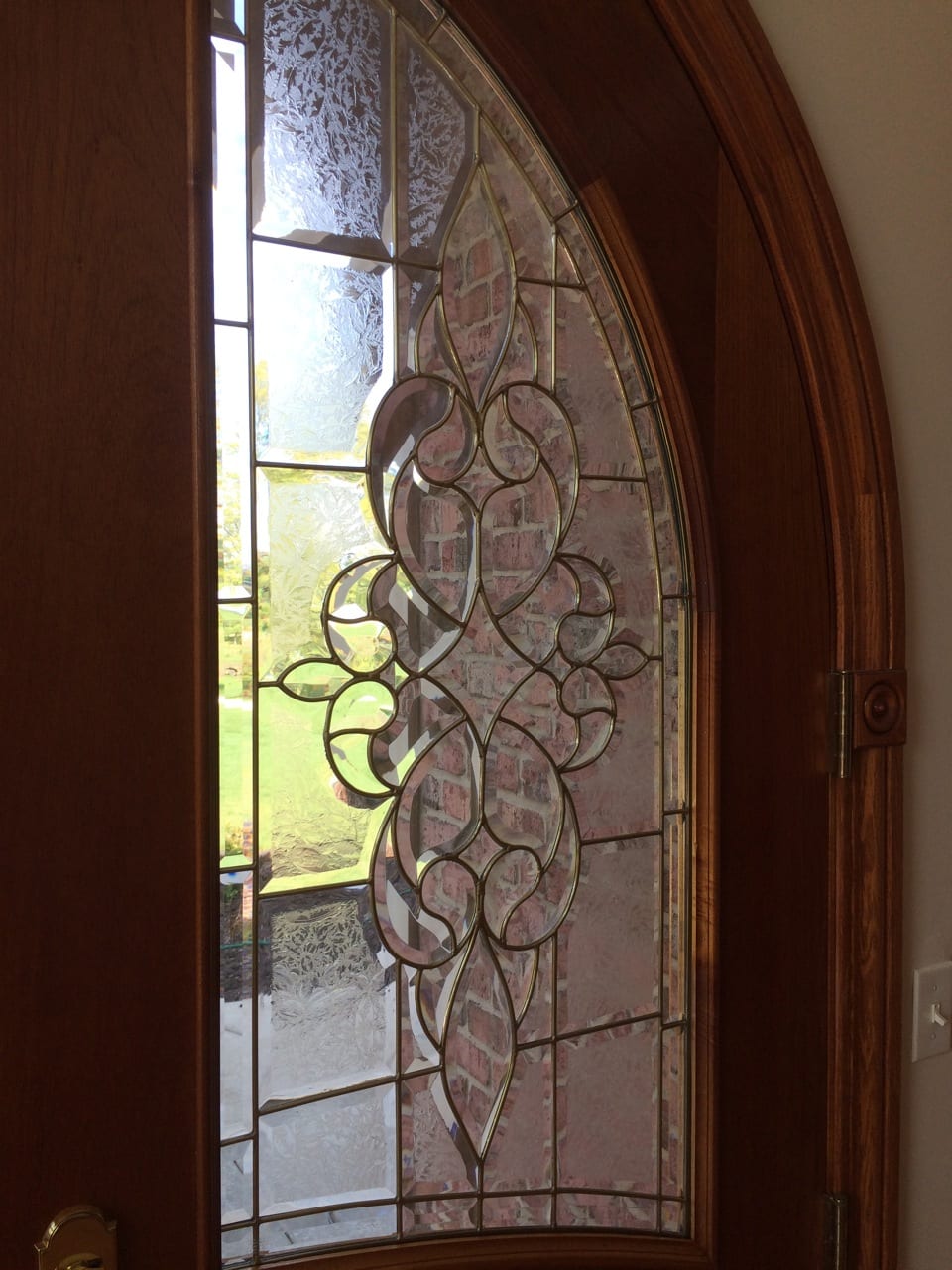 Arched Brass Came Door Insert ID: 9178 - StainedGlassWindows.com