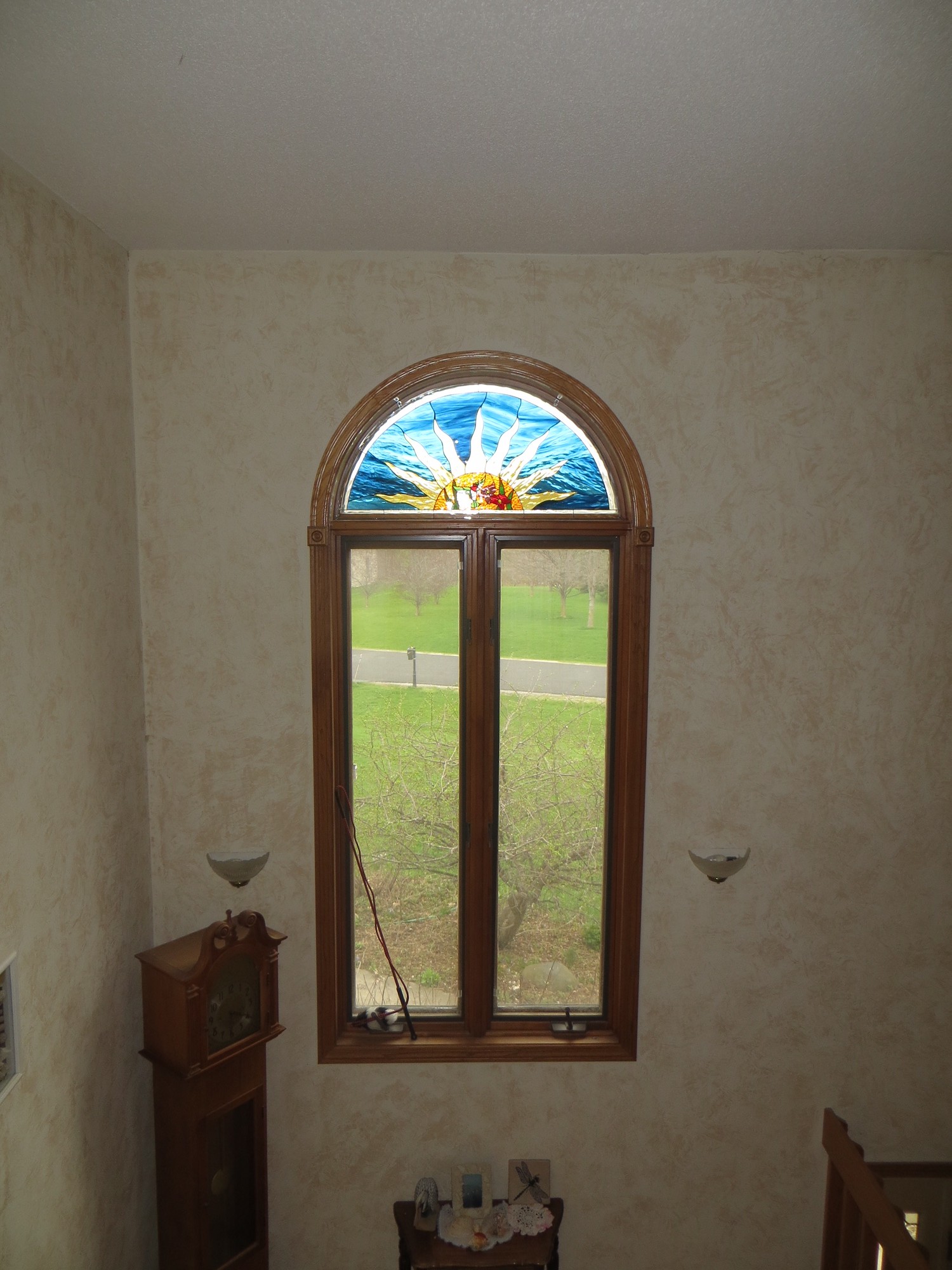 Custom made Arched stained glass window insert (Held in with mirror ...