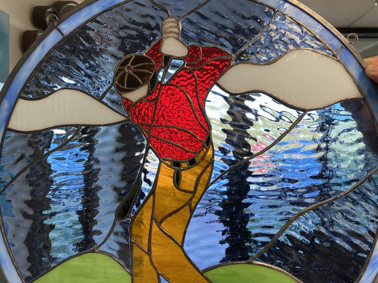 Driving It Home! Golf Leaded Stained Glass Window Panel