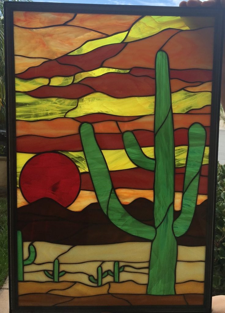 Sedona Arizona Sunset Leaded Stained Glass Window Panel