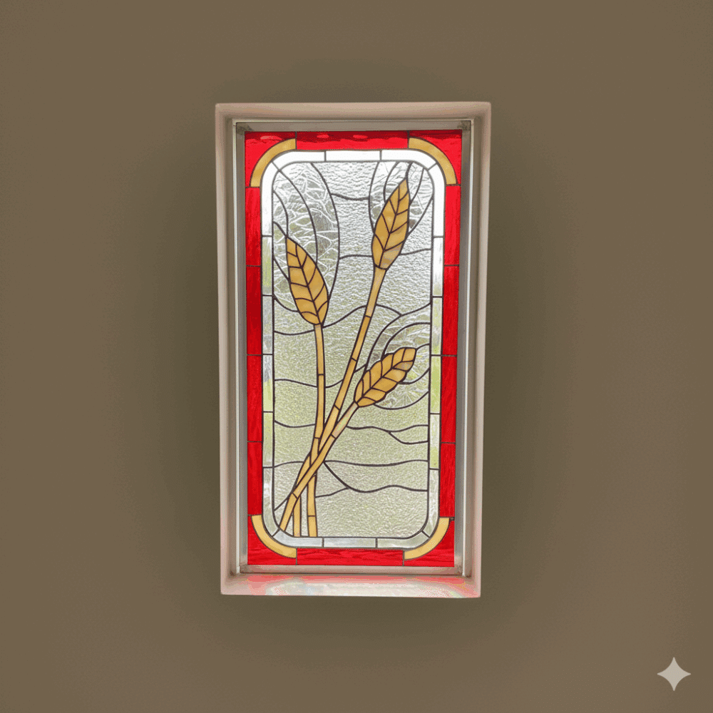 Stained Glass Wheat Plant Window Panel