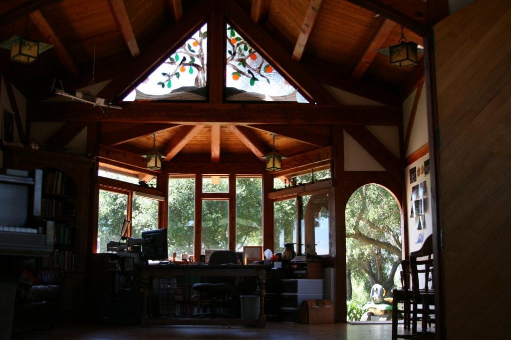 Orange Tree Triangular Stained Glass Window Inserts