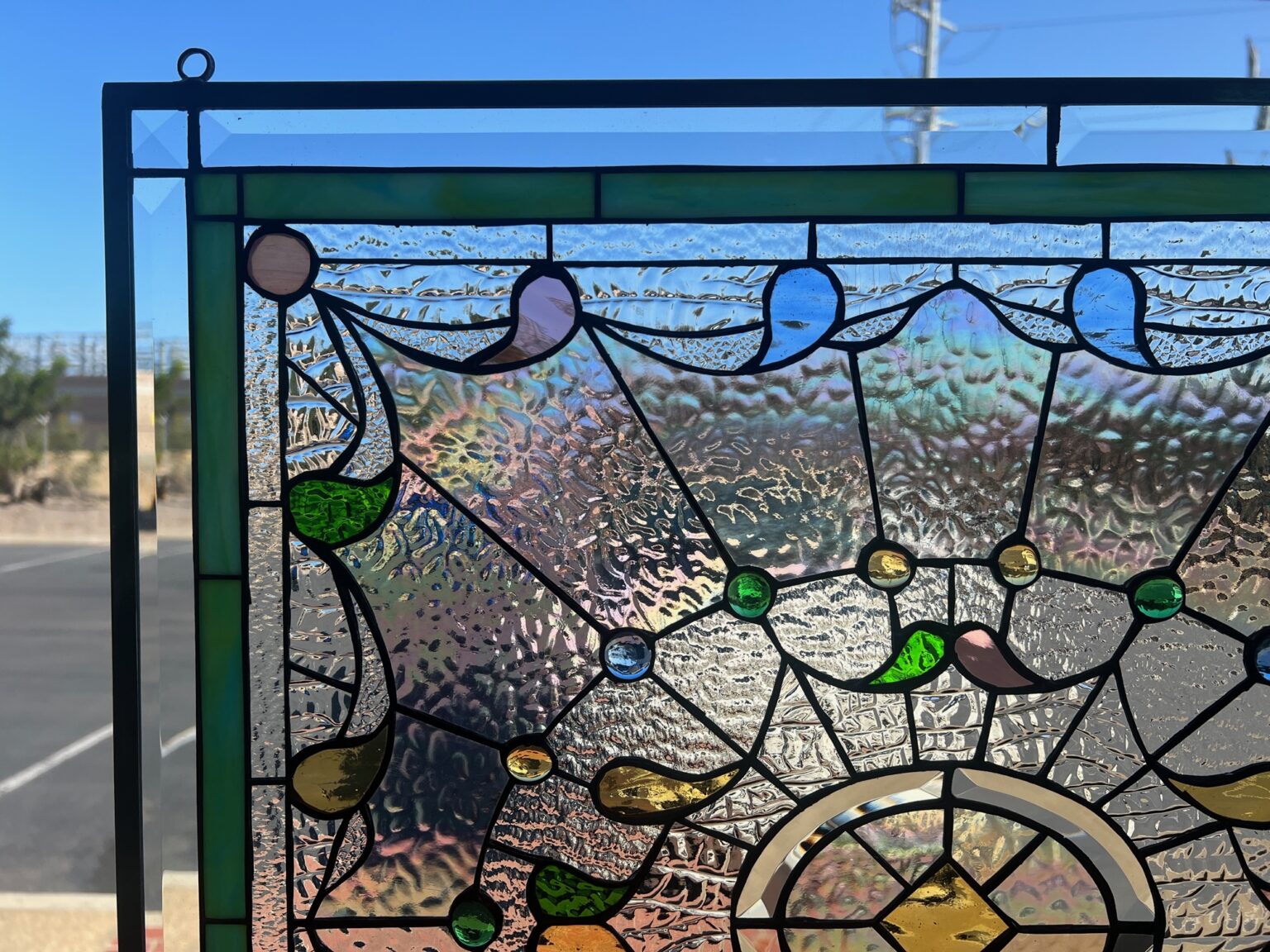 Elegant! Classic "Teardrops & Jewels" Leaded Stained Glass Window