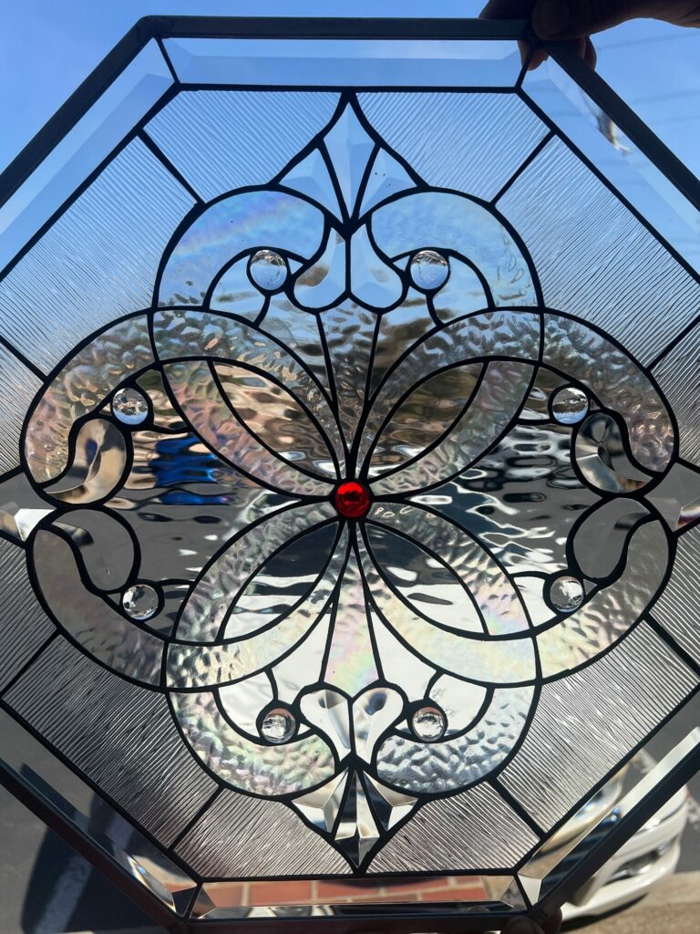 Octagon Windsor Beautiful Clear Textured Leaded Stained Glass Window