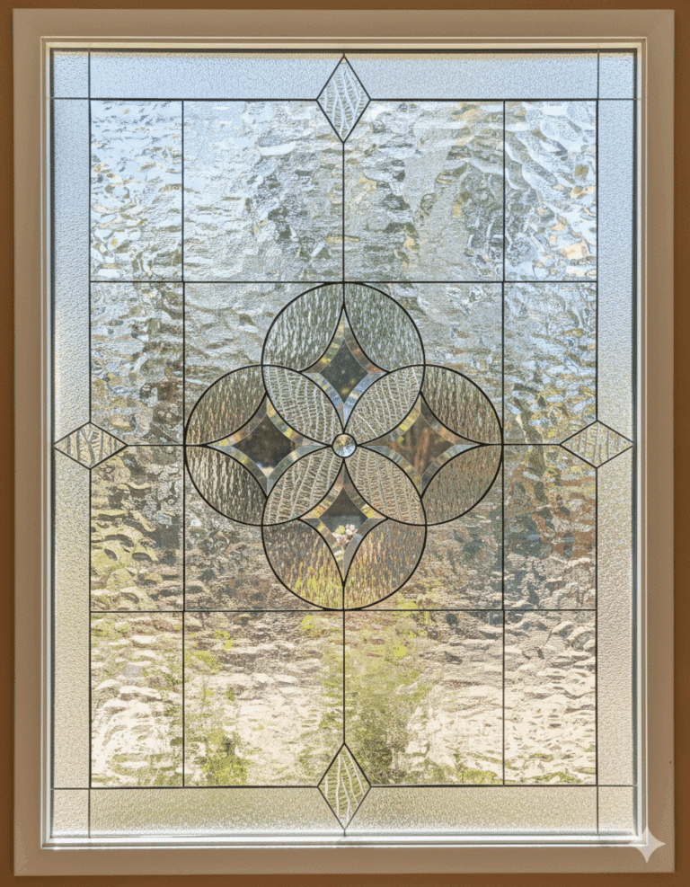 Beautiful octagon Stained Glass Installed in a Kitchen | StainedGlassWindows.com