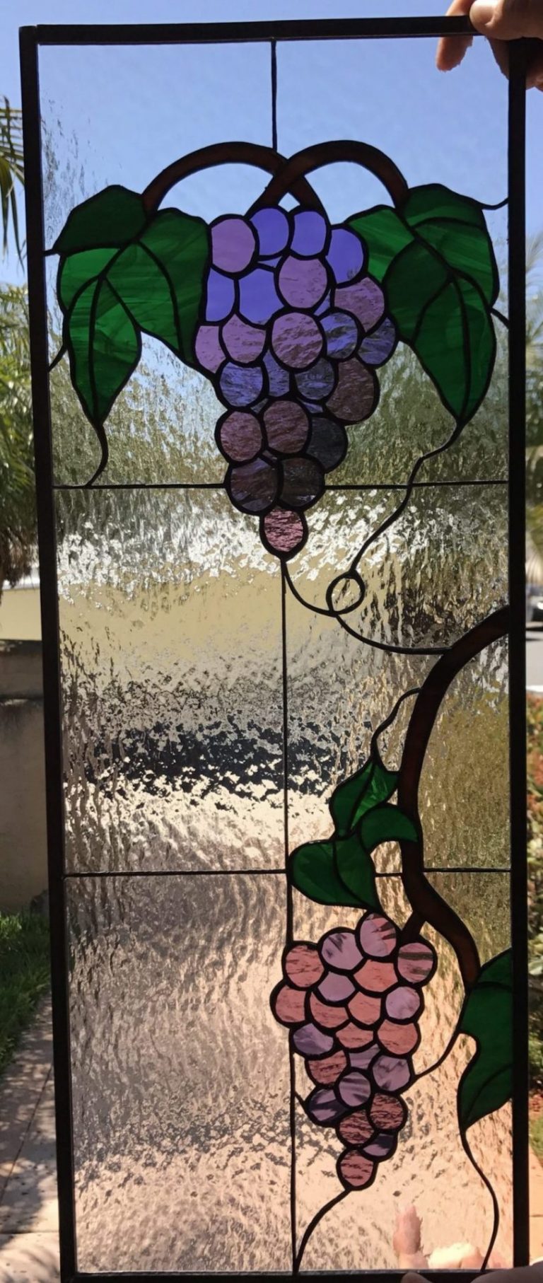 Lovely Grape Clusters Stained Glass Window Panel