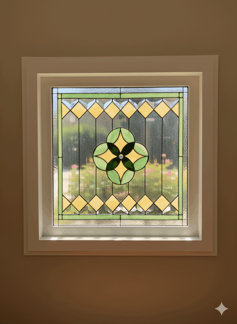 Vinyl Framed and Insulated!! The "El Dorado" Classic Stained Glass Window