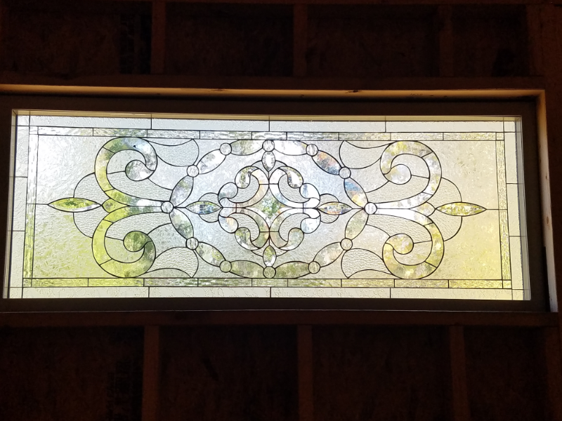 Victorian clear textured and beveled stained glass window Victorian clear textured and beveled stained glass window