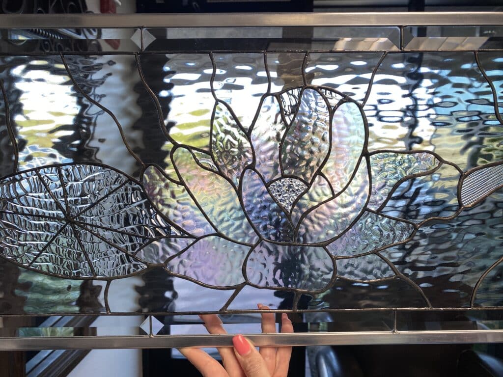 The "Dragonfly, Lily Pad and Lotus Flower " Leaded stained Glass Window ...