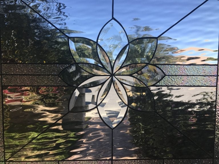 The "Irvine" Beveled Flower Leaded Stained Glass Window Panel