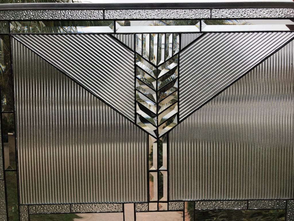 Lovely! The"Rocklin" Beveled Chevron Leaded Stained Glass Window