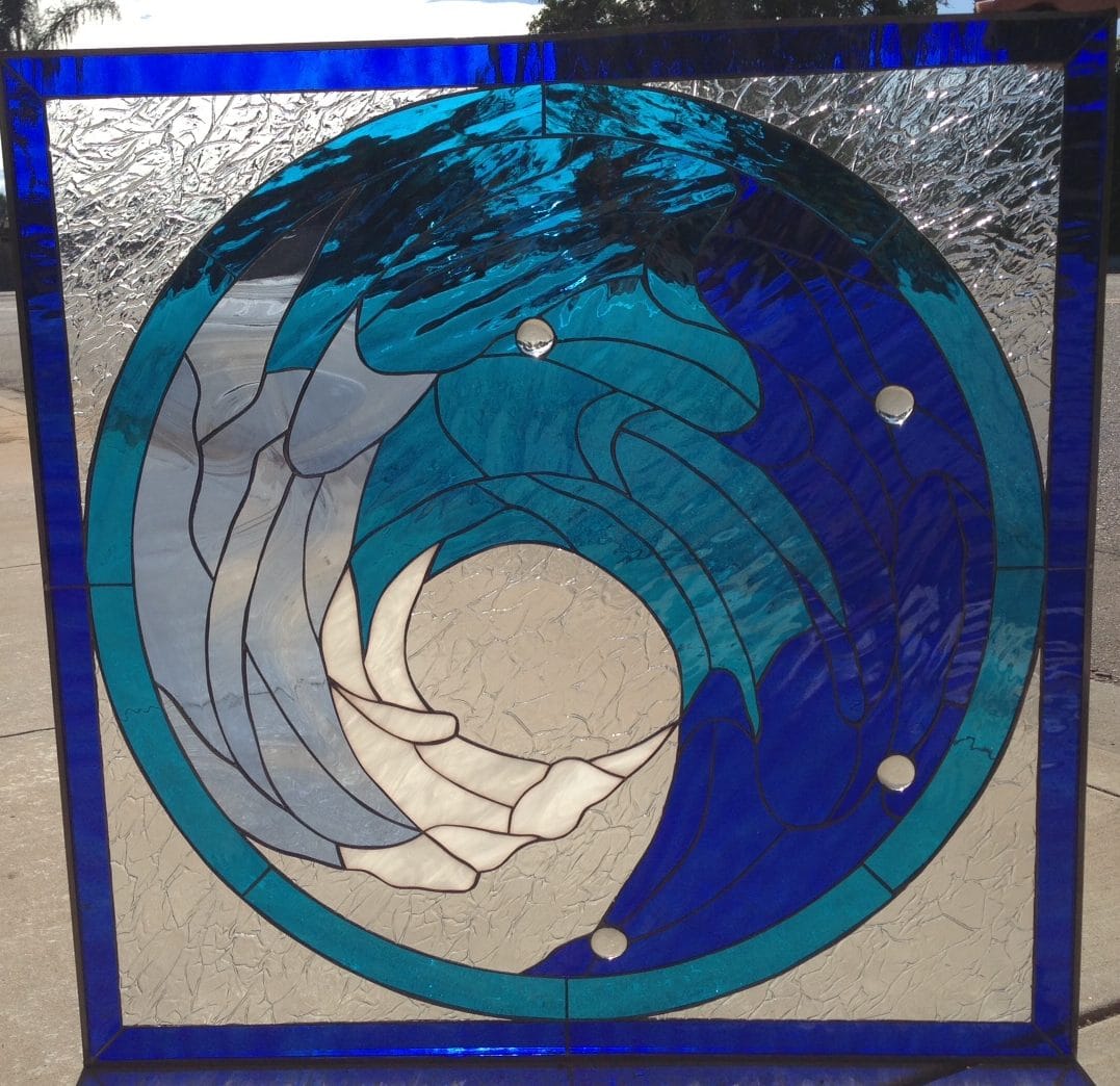 Water Feature Filled In With A Cresting Wave Stained Glass