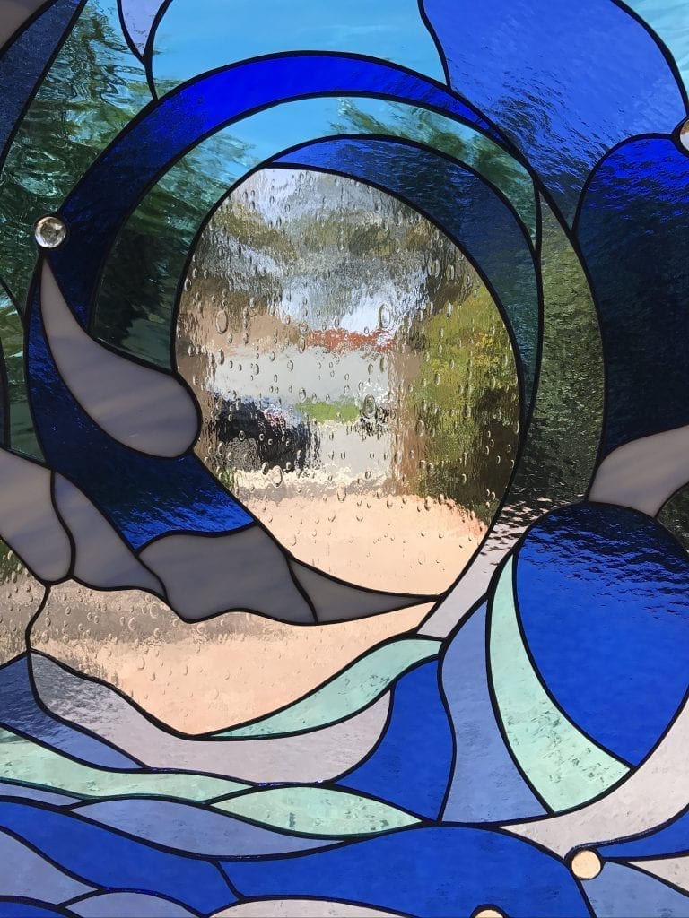 Incredible Cresting Ocean Wave Leaded Stained Glass Window