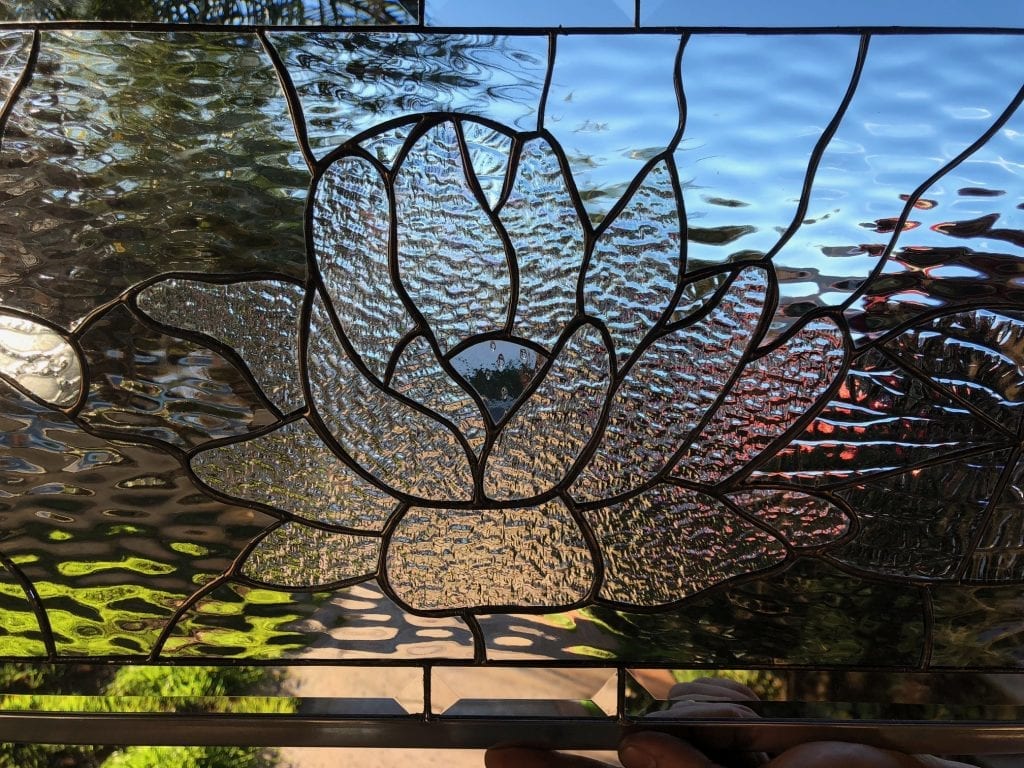 The "Dragonfly, Lily Pad And Lotus Flower " Leaded Stained Glass Window ...