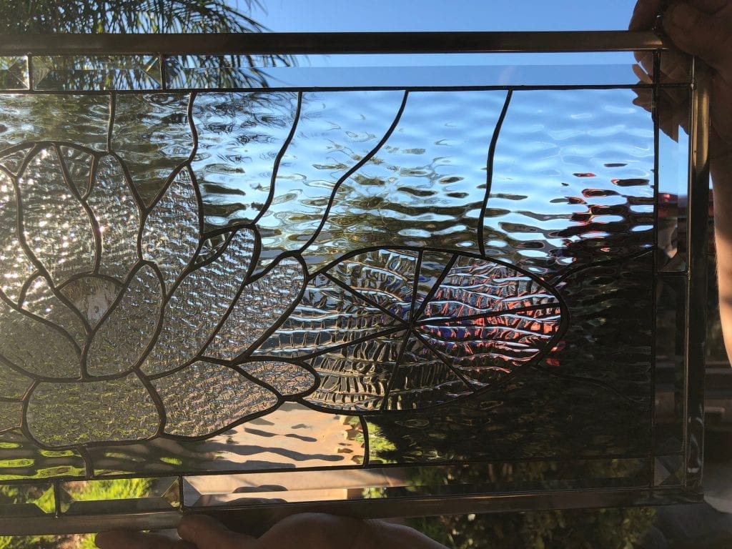 The "Dragonfly, Lily Pad And Lotus Flower " Leaded Stained Glass Window ...