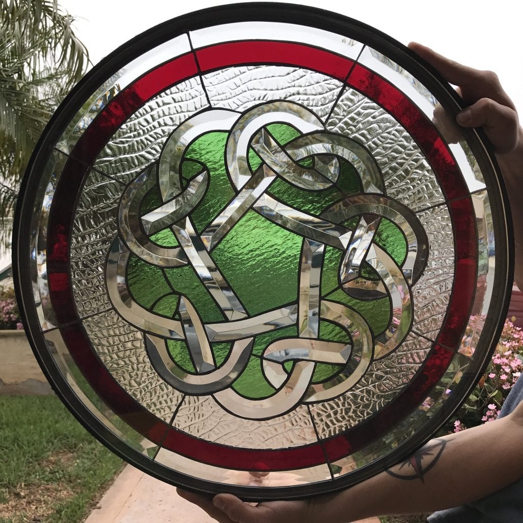 Gorgeous! Celtic Knot & Shamrocks Transom Window - StainedGlassWindows.com