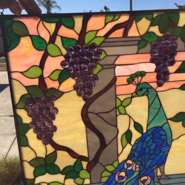 Peacock Stained Glass Windows, Panels and Hangings