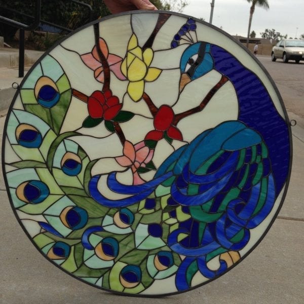 Peacock Stained Glass Windows, Panels and Hangings