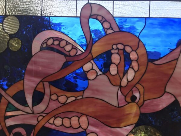 Incredible! The "Squid & Bubbles" Leaded Stained Glass Window Panel