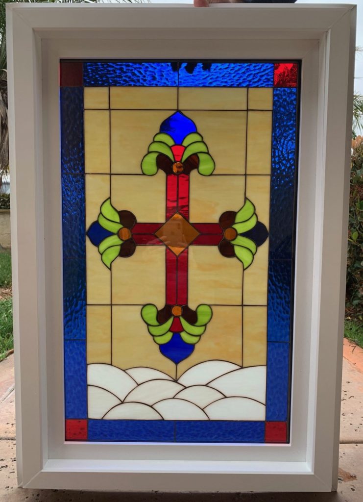 Magnificent Colorful Cross Stained Glass Window Insulated And In A ...