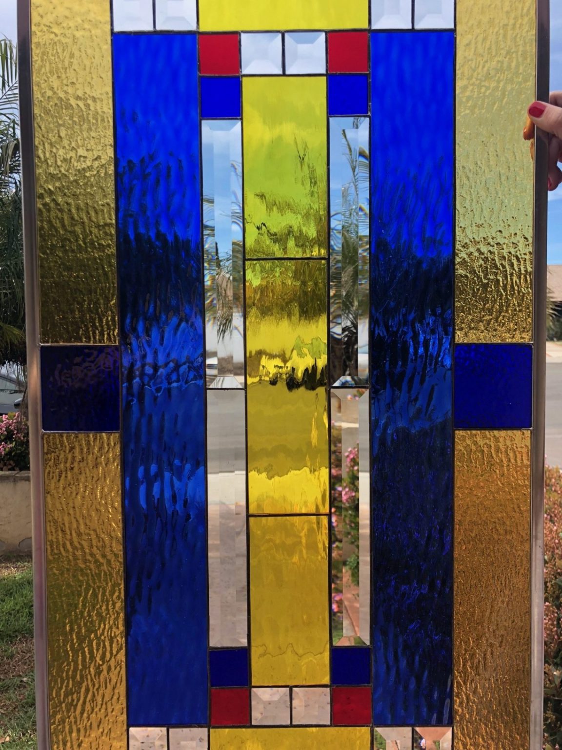 Classic Craftsman Mission Style Stained Glass Window Panel