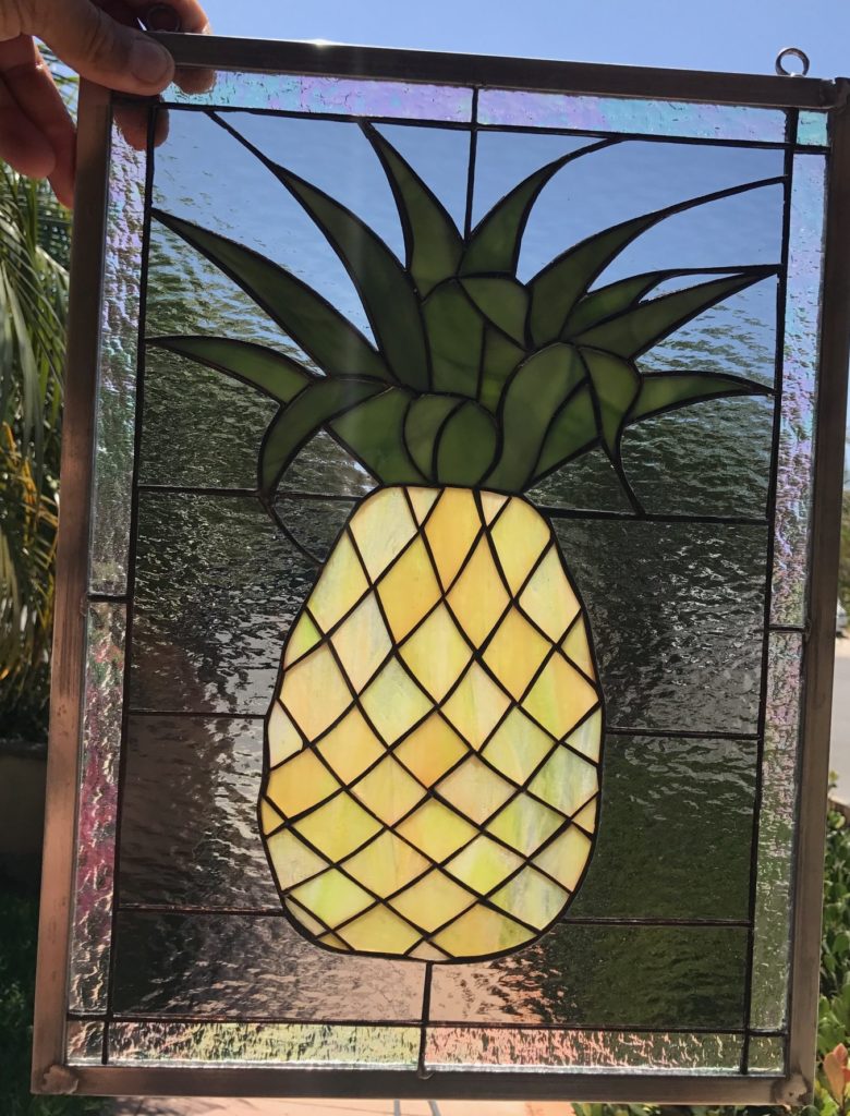 Fresh Harvested Pineapple Stained Glass Window Panel