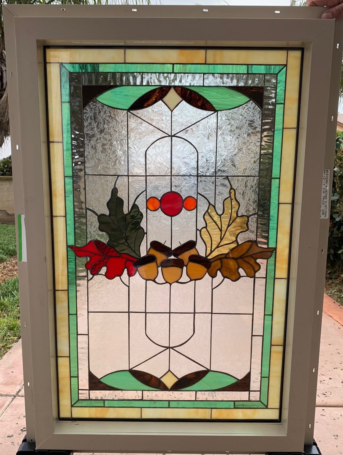 Acorns & Autumn Leaves Stained Glass Window (Insulated In Tempered ...