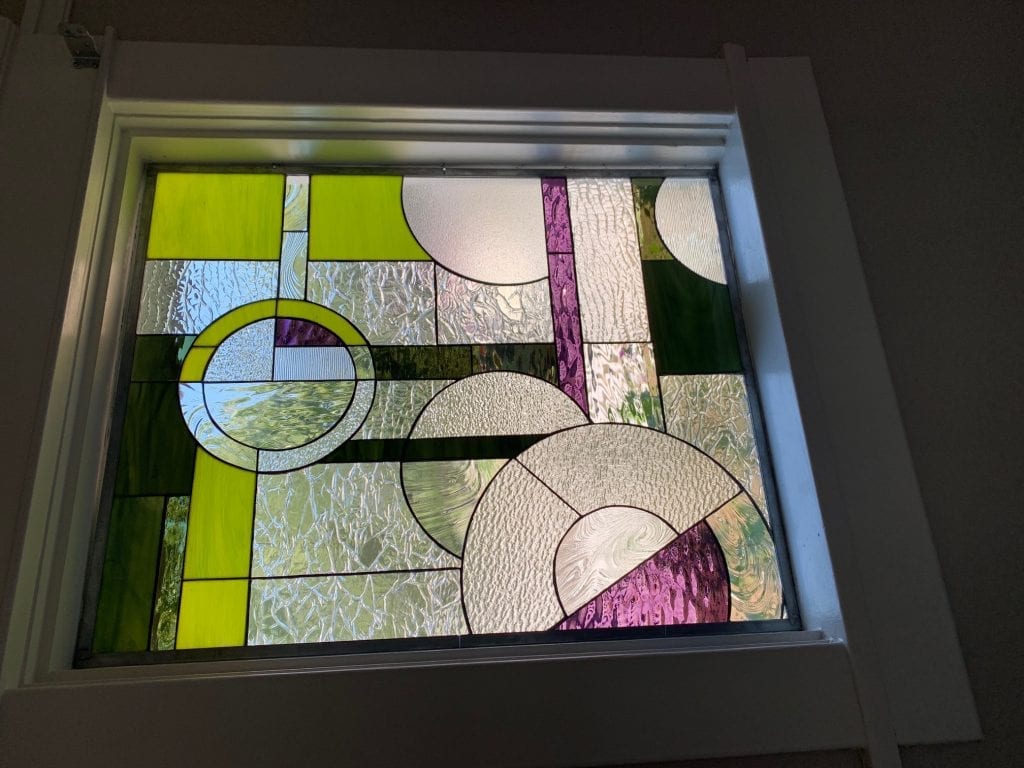 Super Nice! Colored Geometric Stained Glass Window Installed