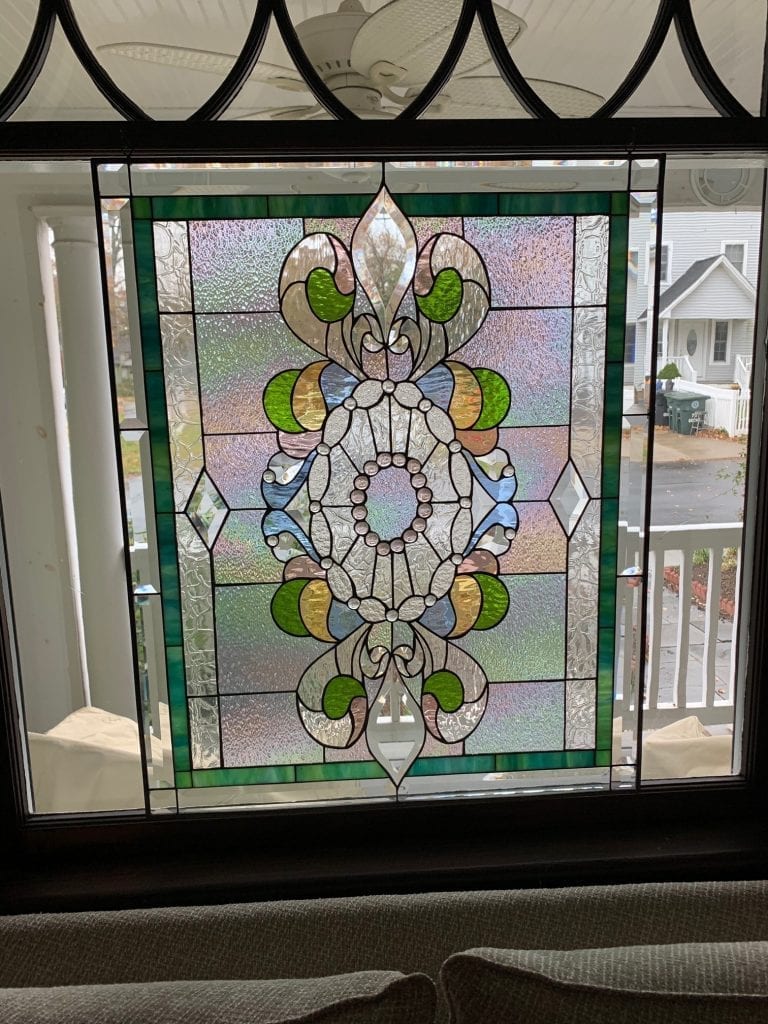 Tear Drops & Jewels Iridescent Stained Glass Window