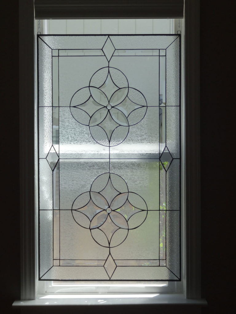 Beautiful! All Clear Textured Stained Glass Window Hung