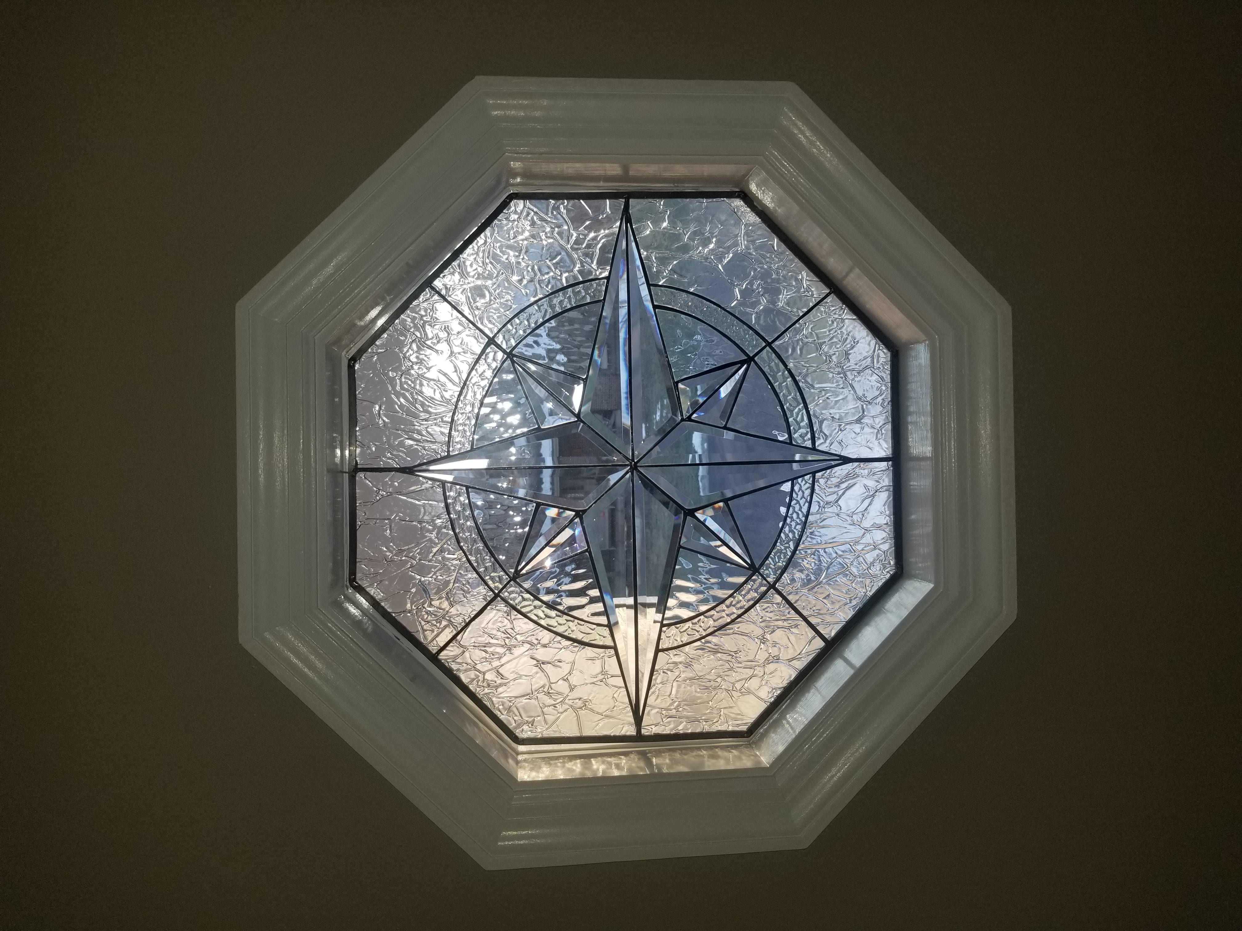 The Elegant Maywood” Beveled Leaded Octagon Shaped Stained Glass Window