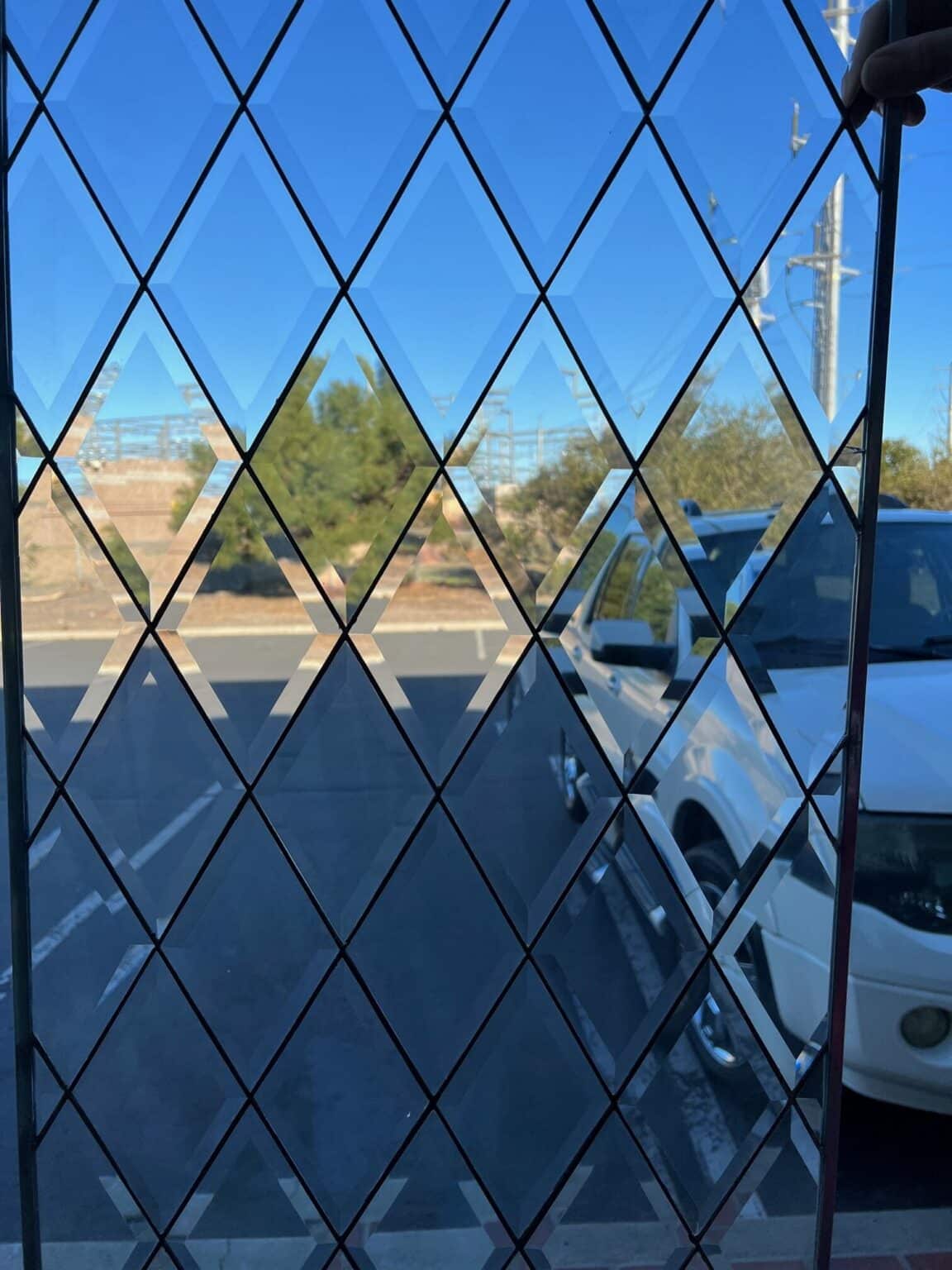 Lovely Beveled Diamonds Stained Glass Window Panel