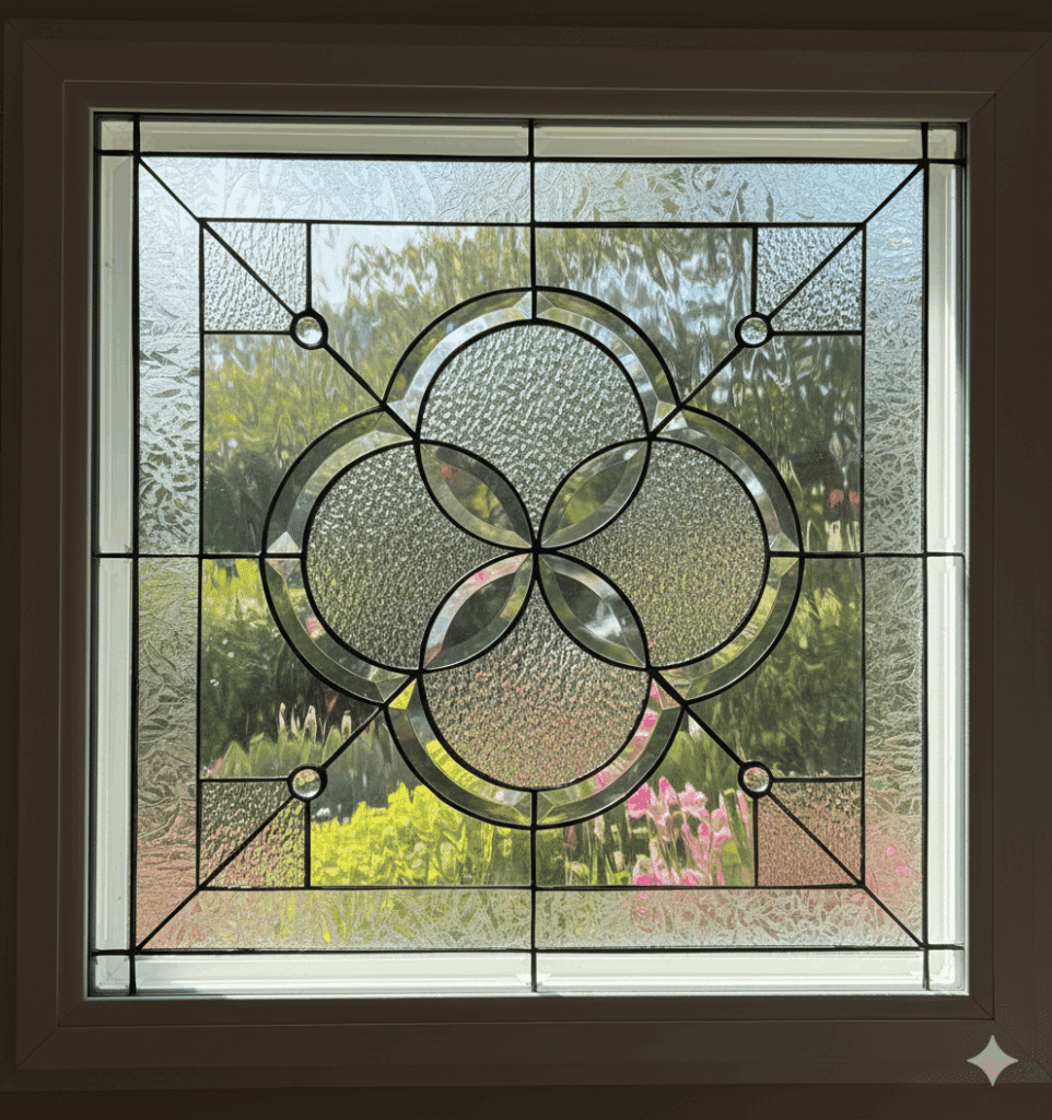 The Orinda Beveled Glass Window Fully Vinyl Framed & Insulated