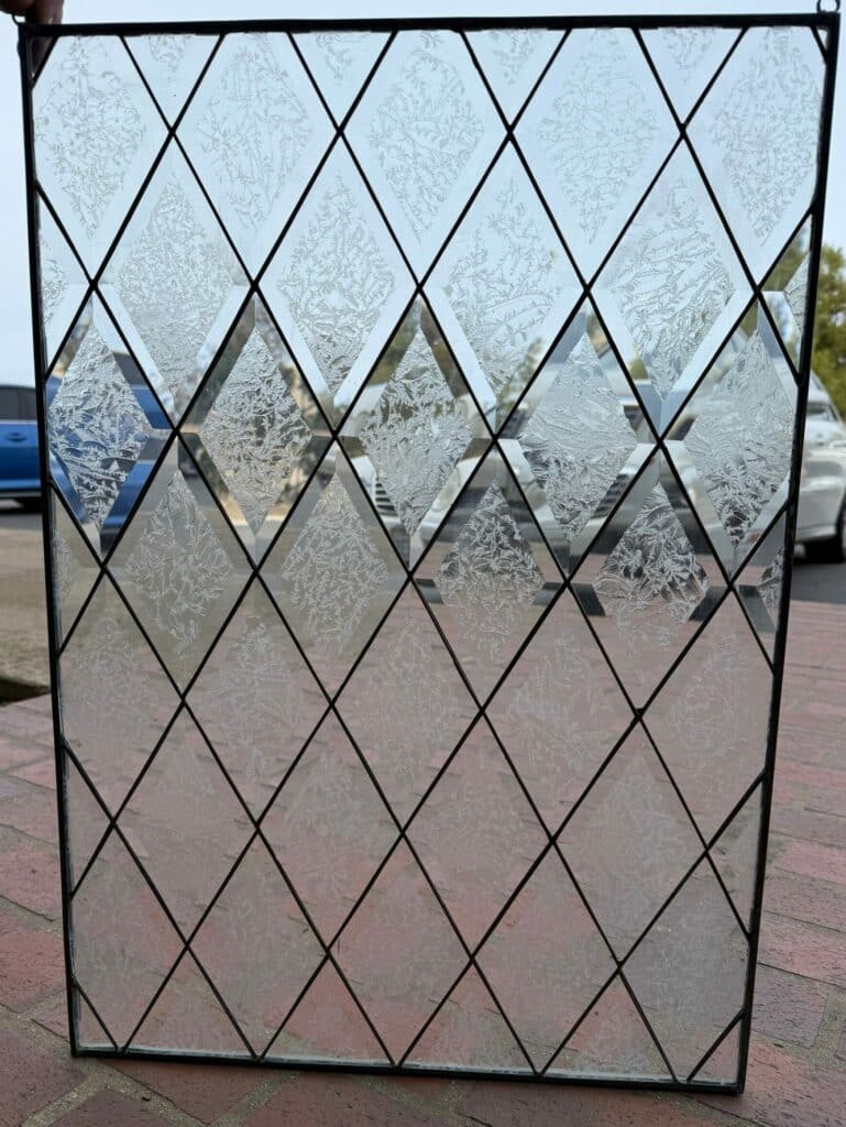 Frosted Beveled Diamond Leaded Window