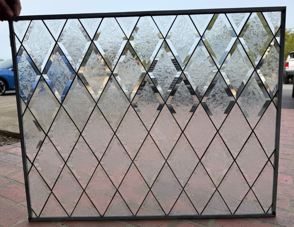 Frosted Beveled Diamond Leaded Glass Window