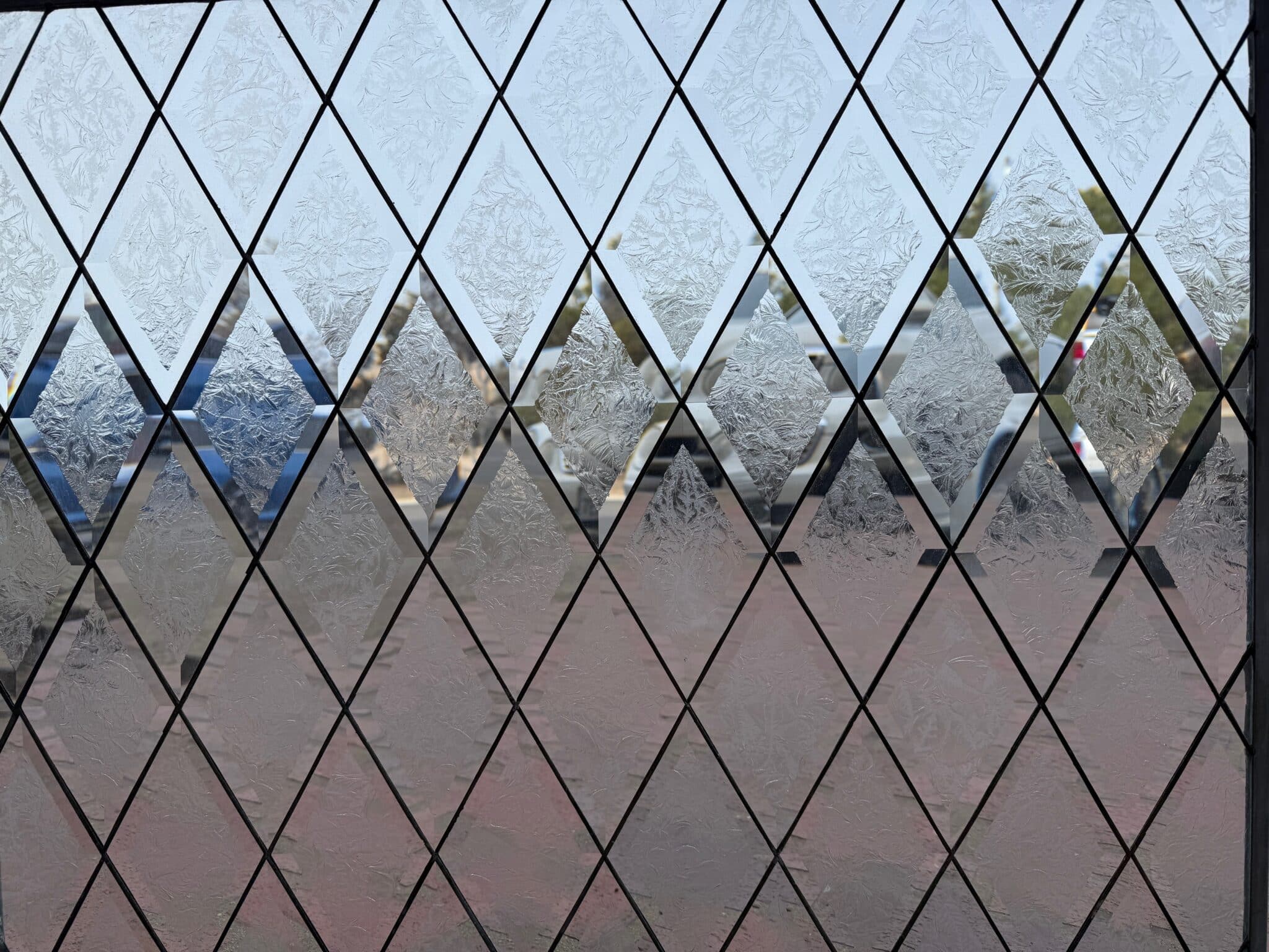 Frosted Beveled Diamond Leaded Glass Window