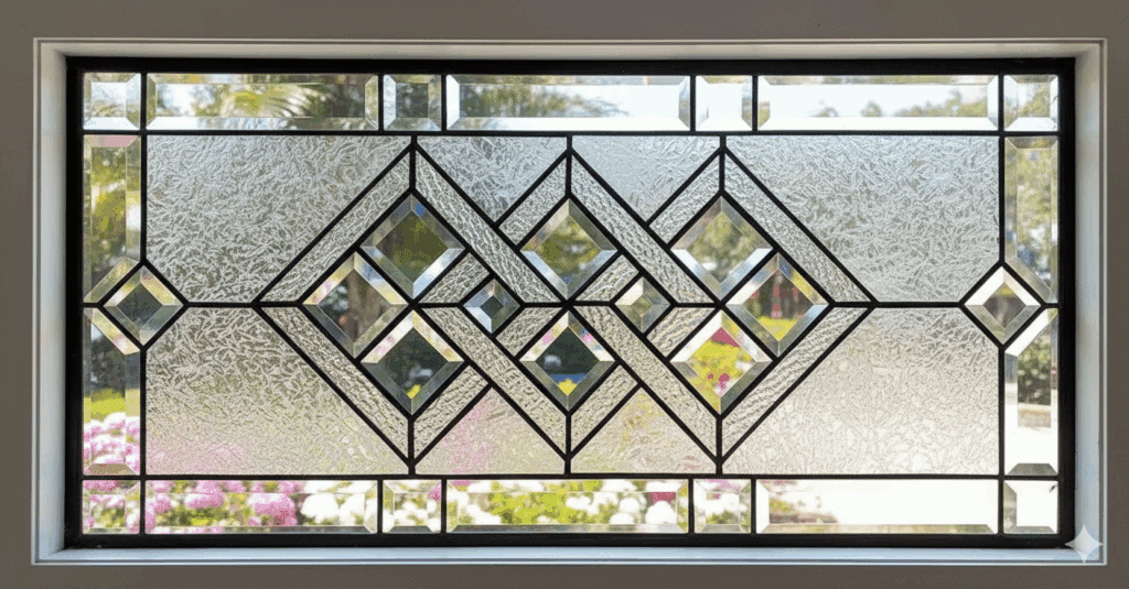 All Clear Beveled Trio Stained Glass Window Panel