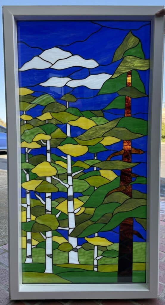 White Birch trees/ Nature Stained Glass Window Vinyl Framed, Insulated ...