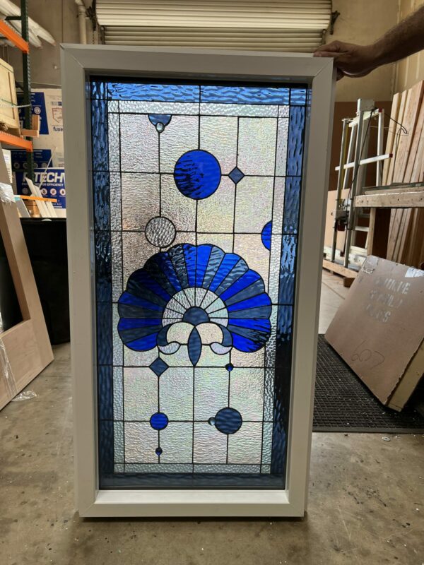 Cobalt Blue Shell Stained Glass Window Vinyl Framed, Insulated & Triple ...