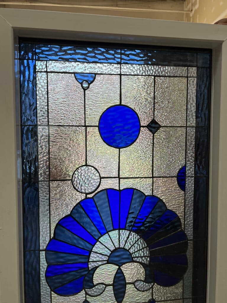 Cobalt Blue Shell Stained Glass Window Vinyl Framed, Insulated & Triple ...