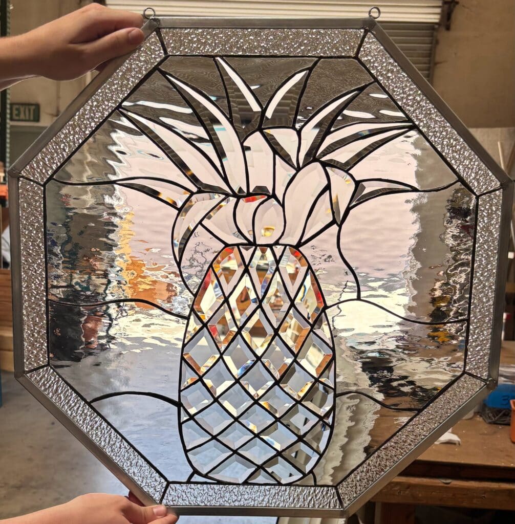 Amazing Beveled Pineapple Stained Glass Window Panel