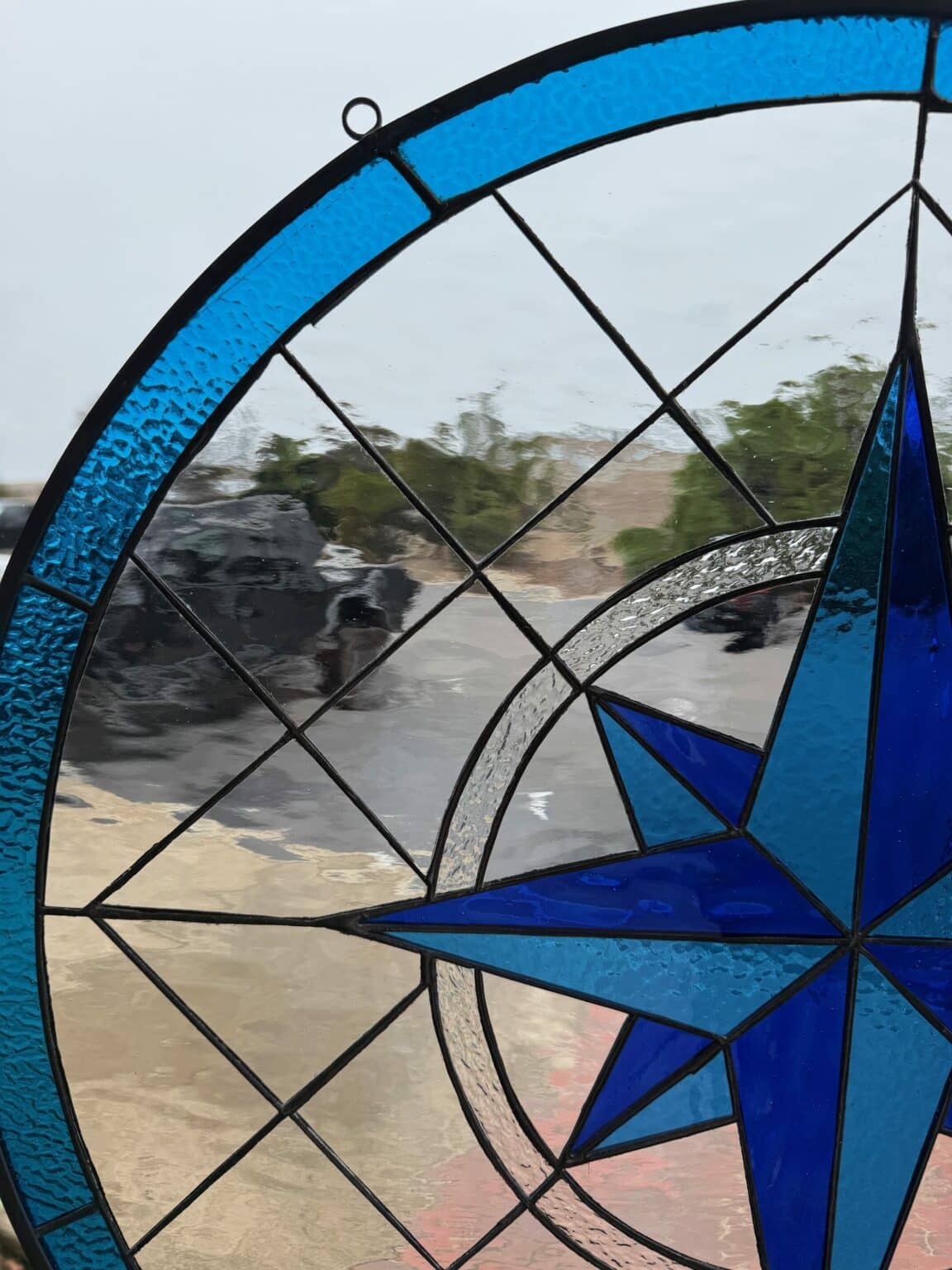 Compass Rose Stained Glass Window Panel