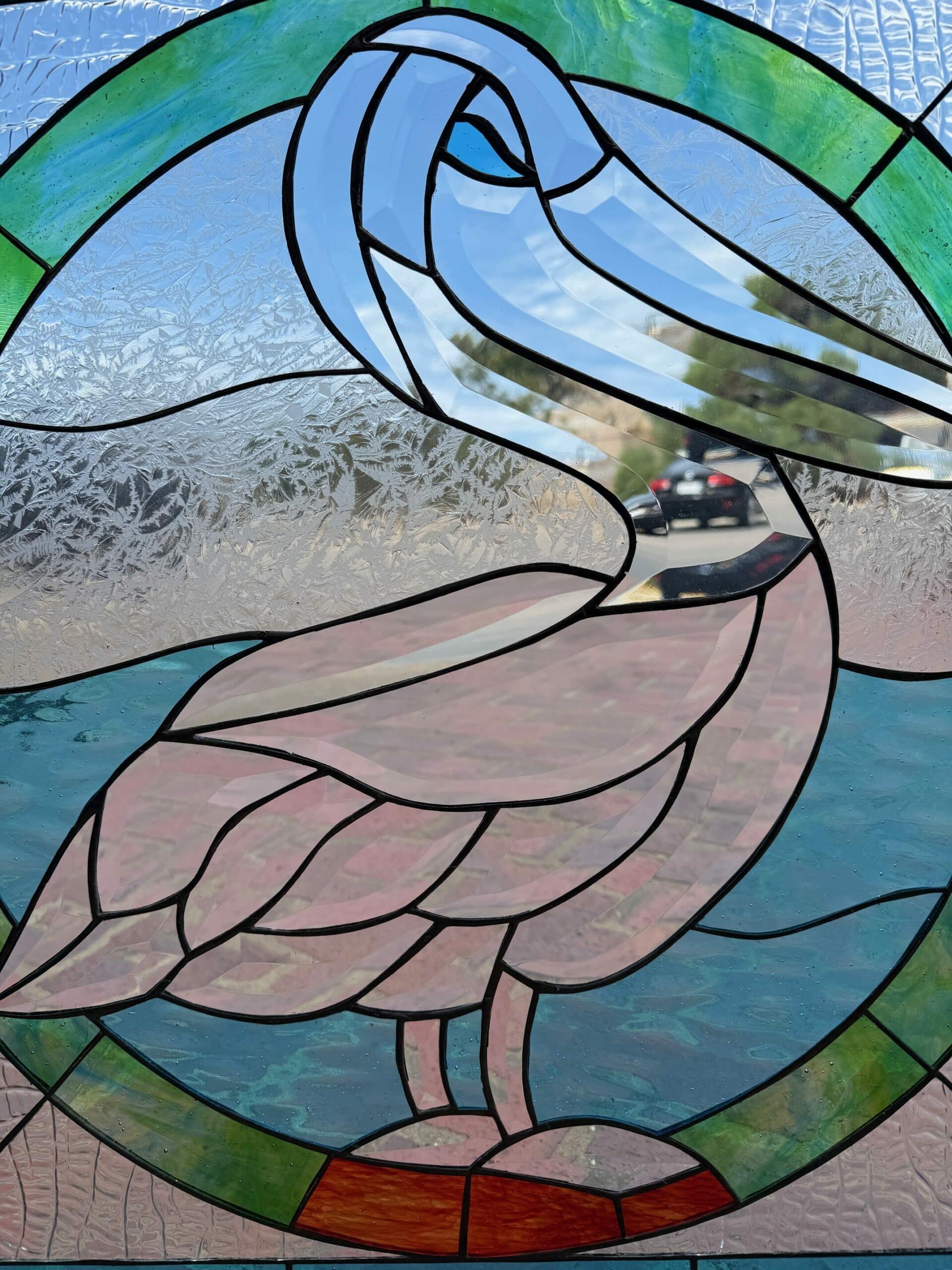 Exquiste Beach Ocean Beveled Pelican Stained Glass Window Panel 2